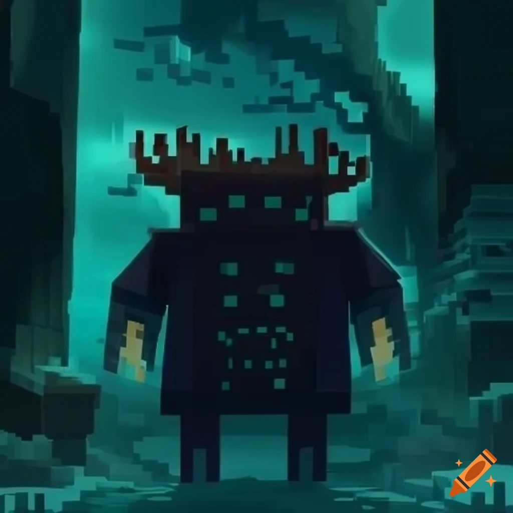 Warden, warden and minecraft mob called creeper in a landscape on Craiyon