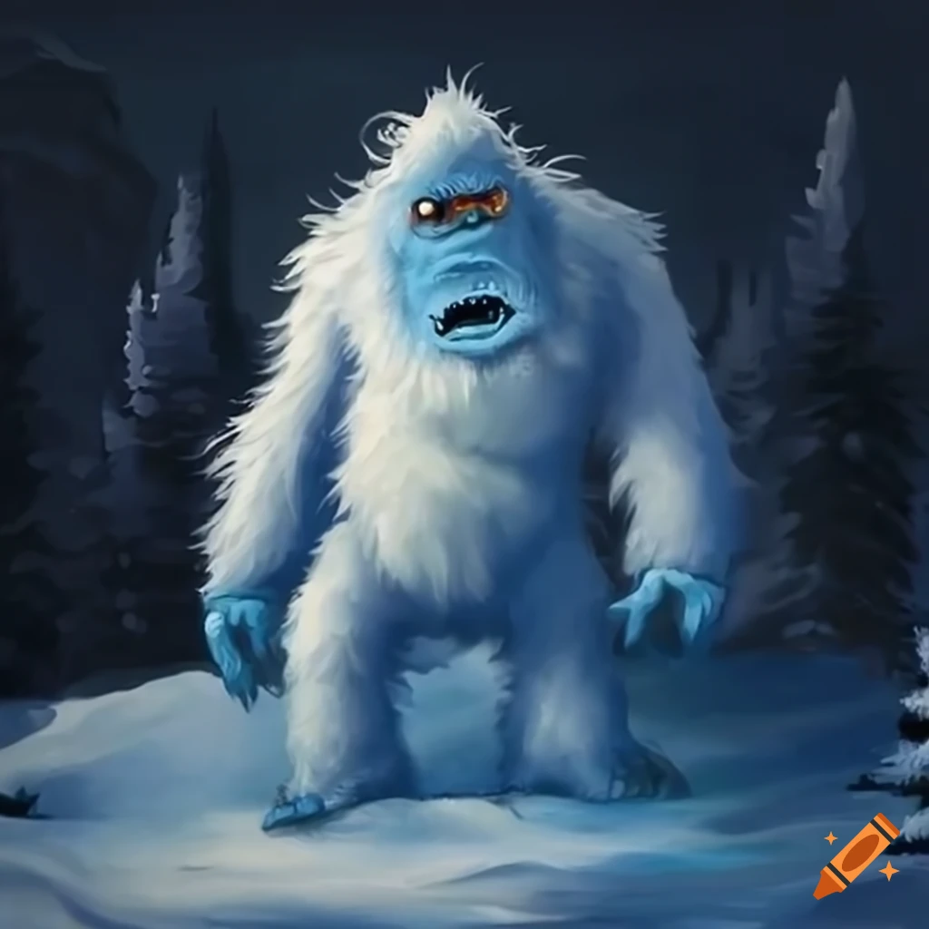 Monster yeti in the snow painting on Craiyon
