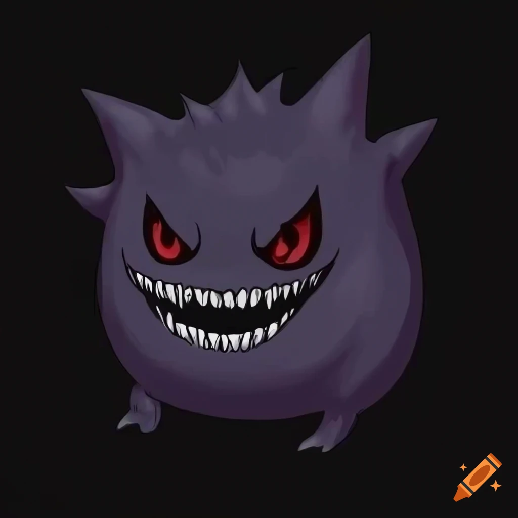 Gengar black and white line drawing on Craiyon