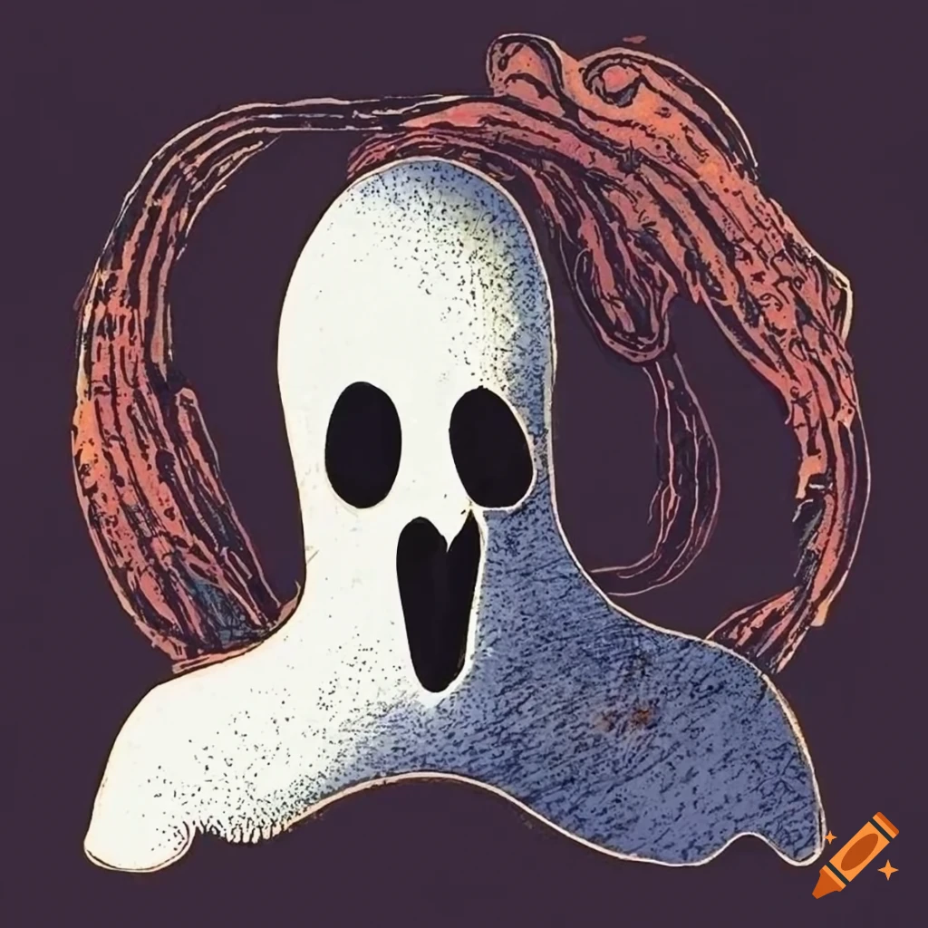 Vintage retro ghost poster in ink art style on Craiyon