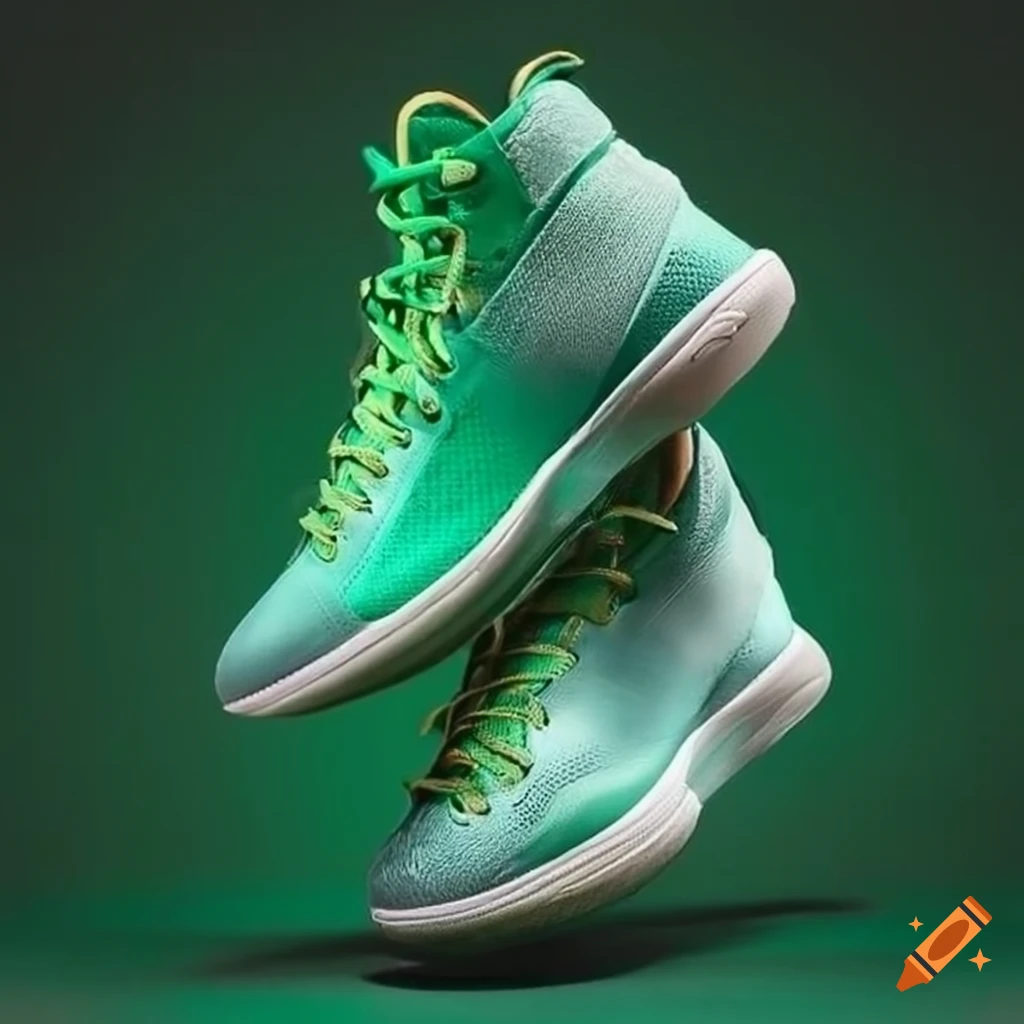 Green basketball signature shoe with no logos on Craiyon