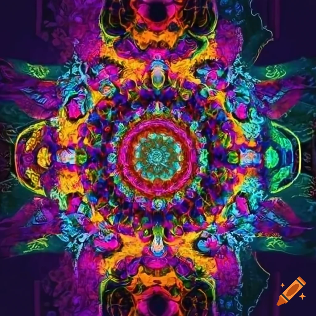 Intricately designed mandala with vibrant 'peace train' inscription on ...