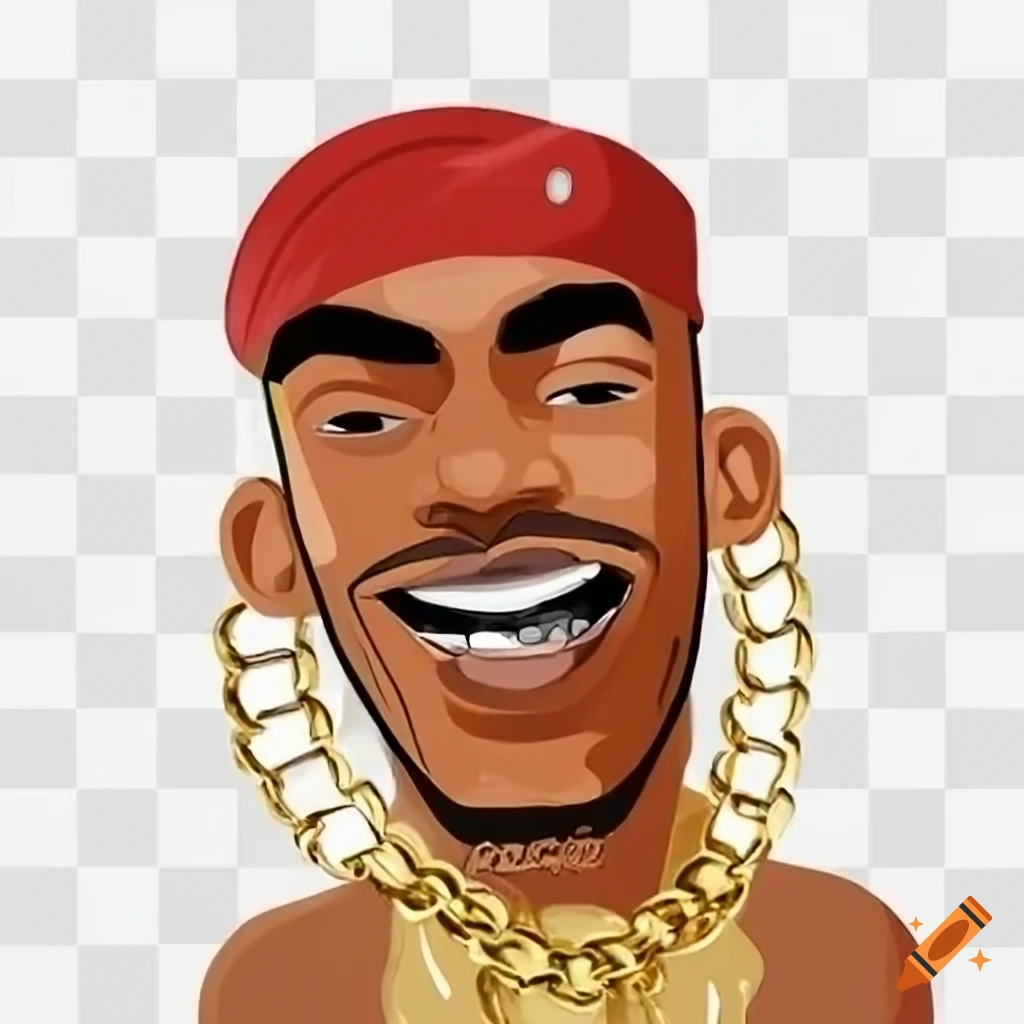 Cartoon rapper with gold chain on Craiyon