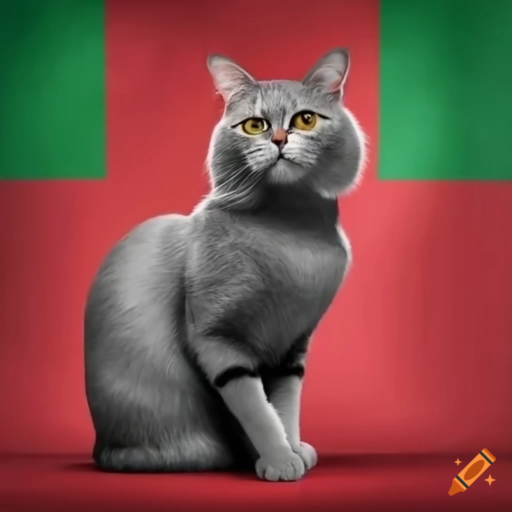Clever talking cat with Belarusian flag backdrop on Craiyon