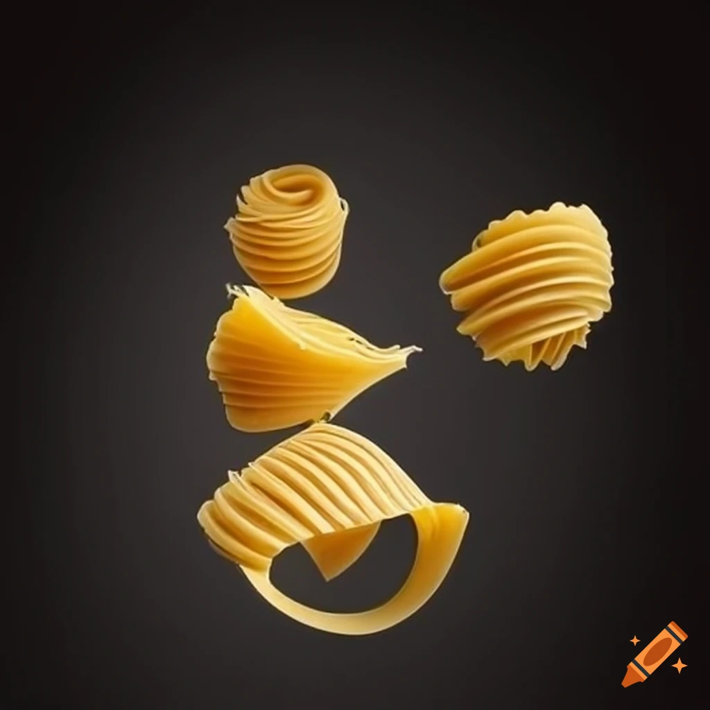 Artistic abstract flying pasta on Craiyon