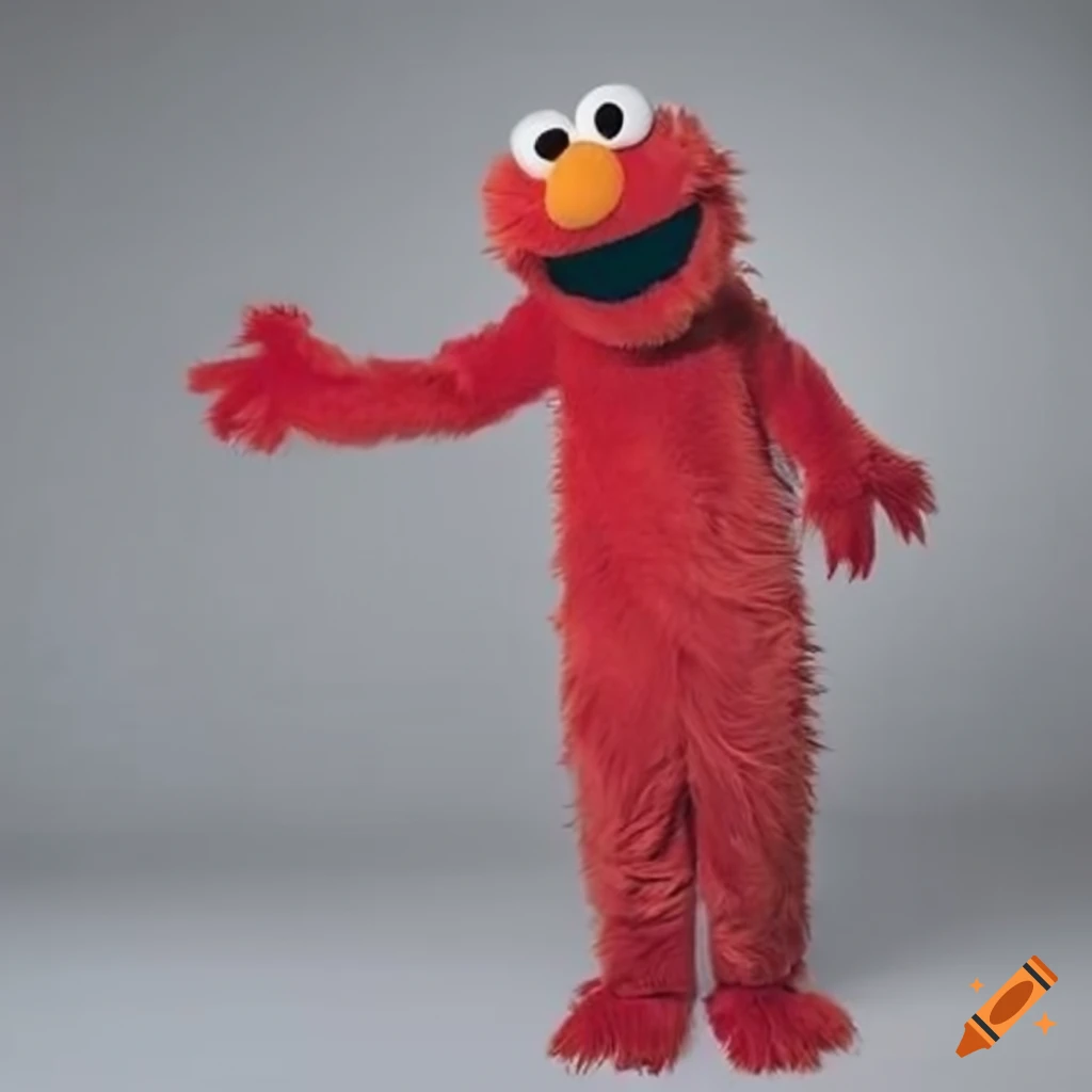 Weasel wearing a full body elmo mascot costume on Craiyon