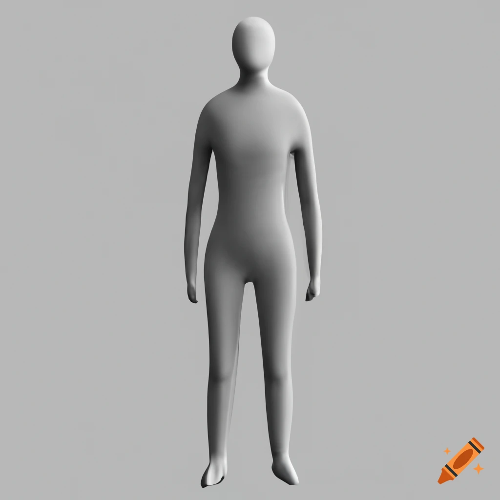 Faceless 3d monochrome model showing full body on Craiyon