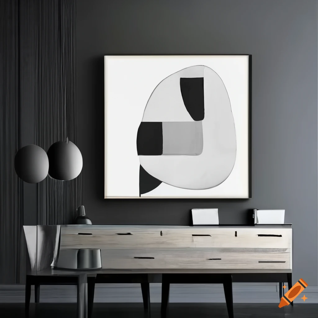 Black-and-white abstract art with asymmetrical shapes on Craiyon