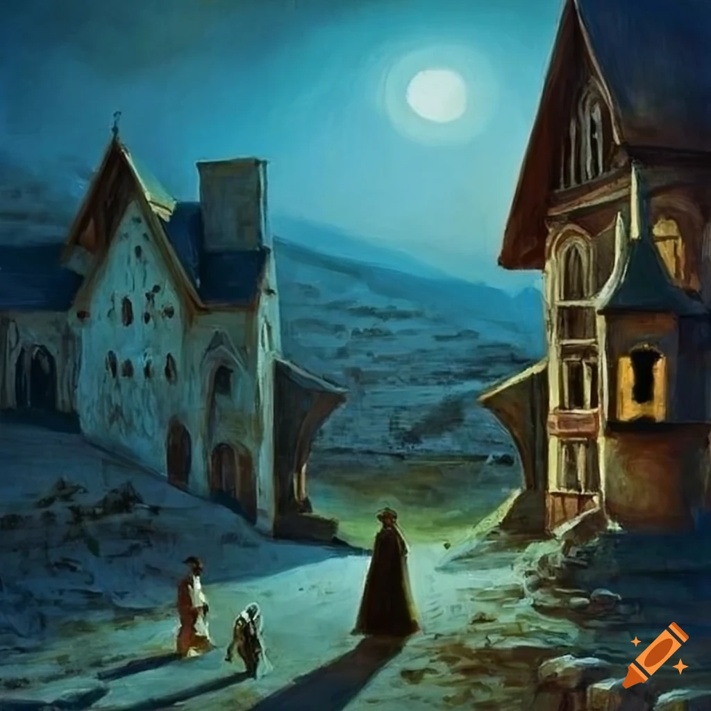 Wizard on a stealth mission in a vineyard monastery at night inspired ...