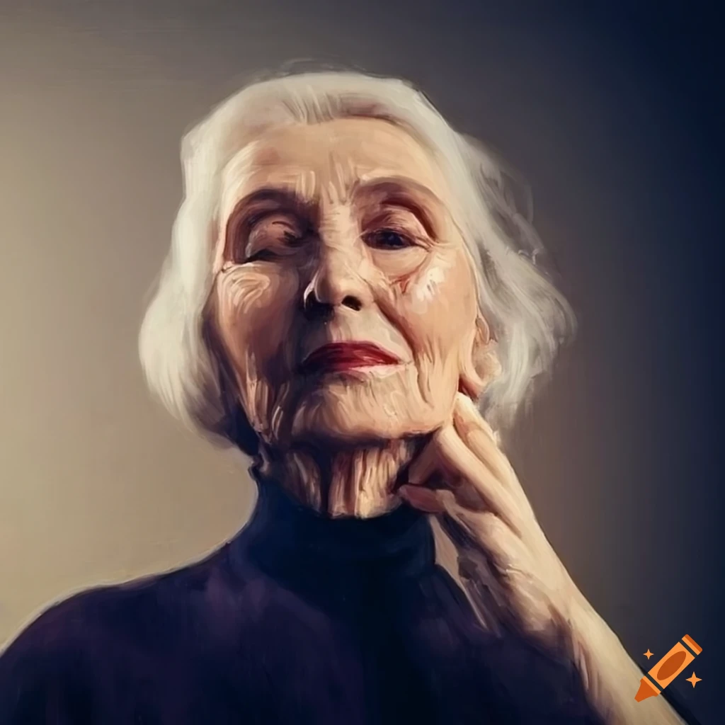 Portrait of an older woman in an expressive style on Craiyon