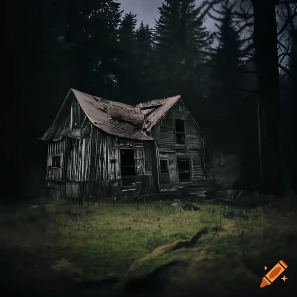 Abandoned house in the woods on Craiyon