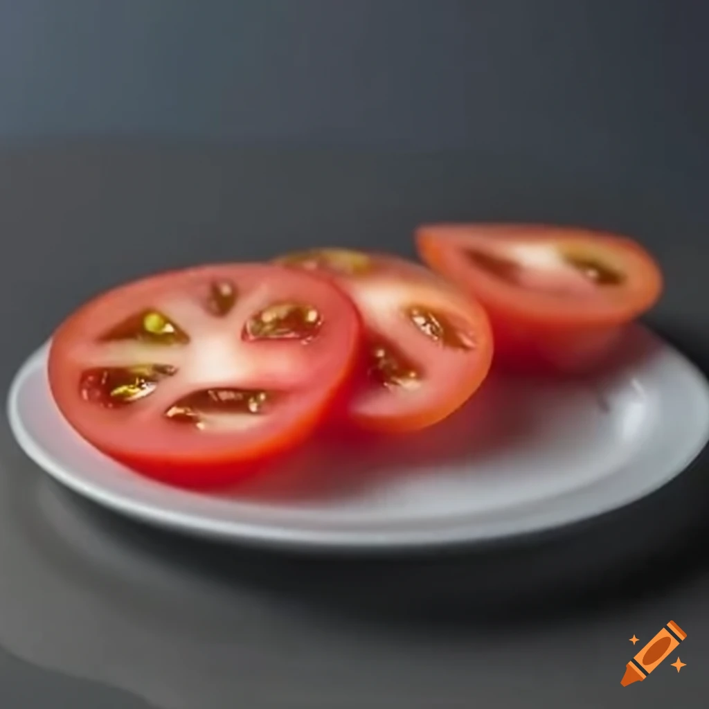 Sliced tomato on a plate on Craiyon