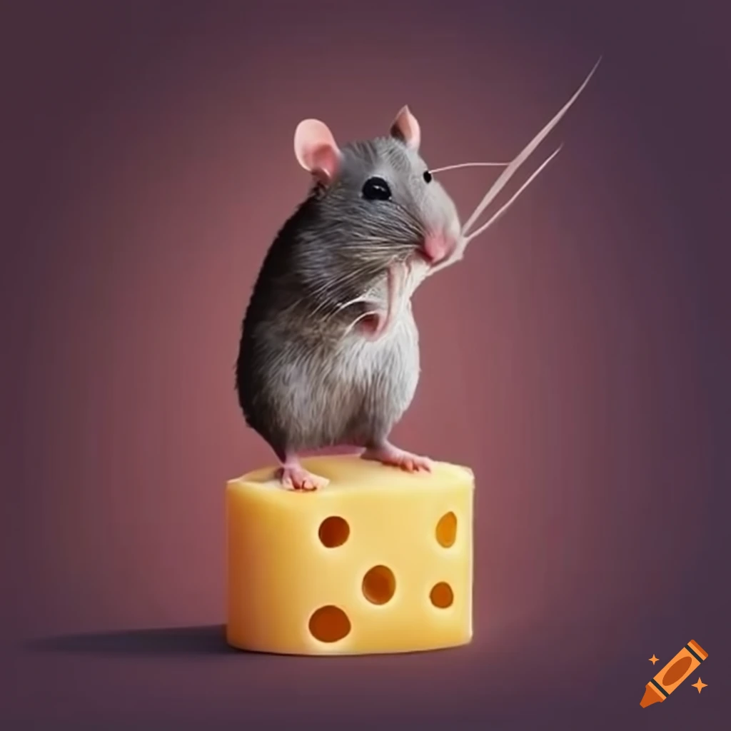Rat sitting on cheese on Craiyon