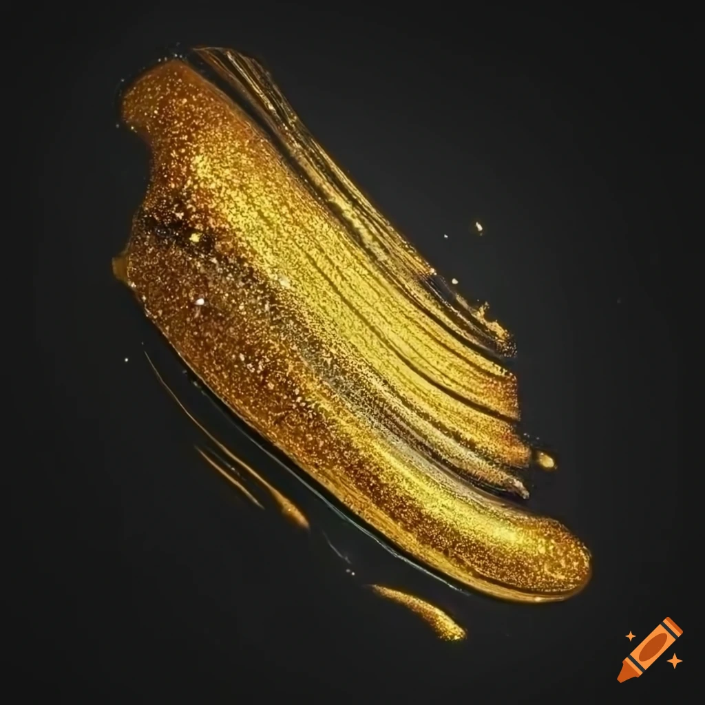 Glittery gold oil paint stroke on an ultra black background on Craiyon