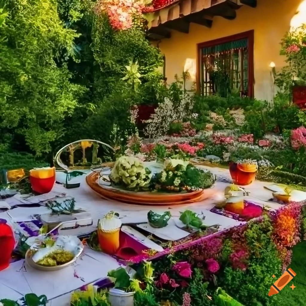 Intricate and vibrant Romanian house with lush garden of roses in a ...