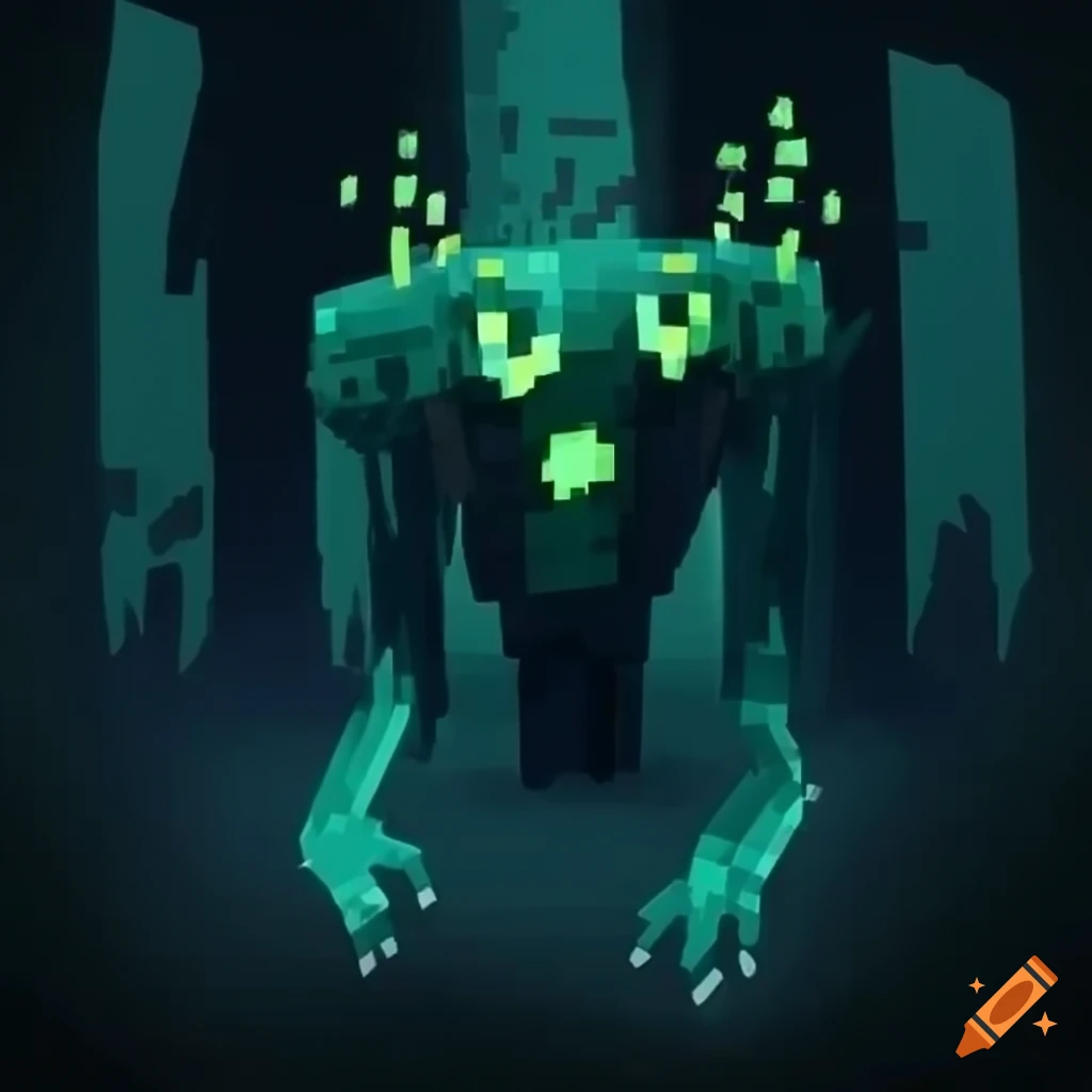 Warden, warden and minecraft mob called creeper in a landscape on Craiyon