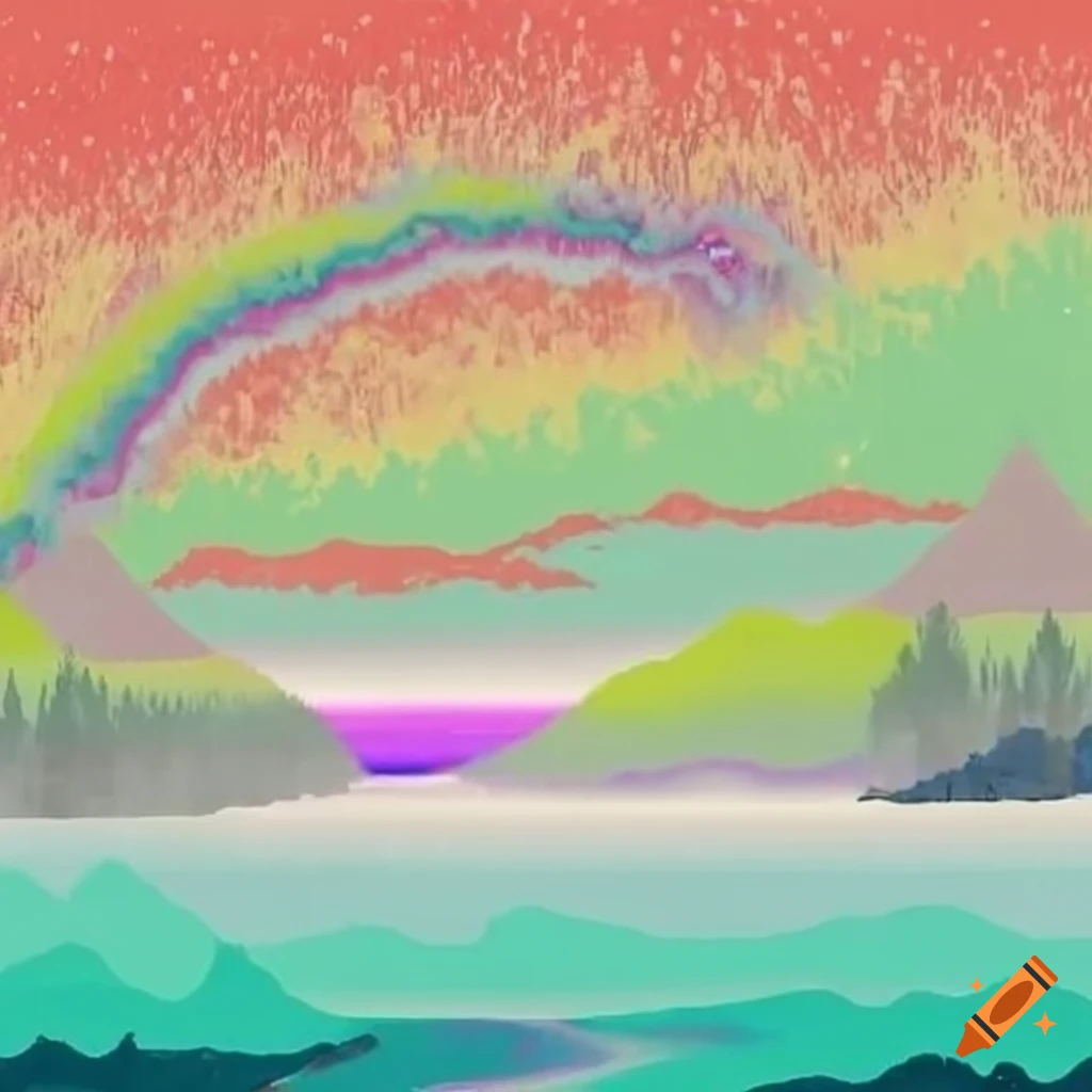 Enchanted ethereal rainbow psychedelic scenery of Salt Spring Island ...