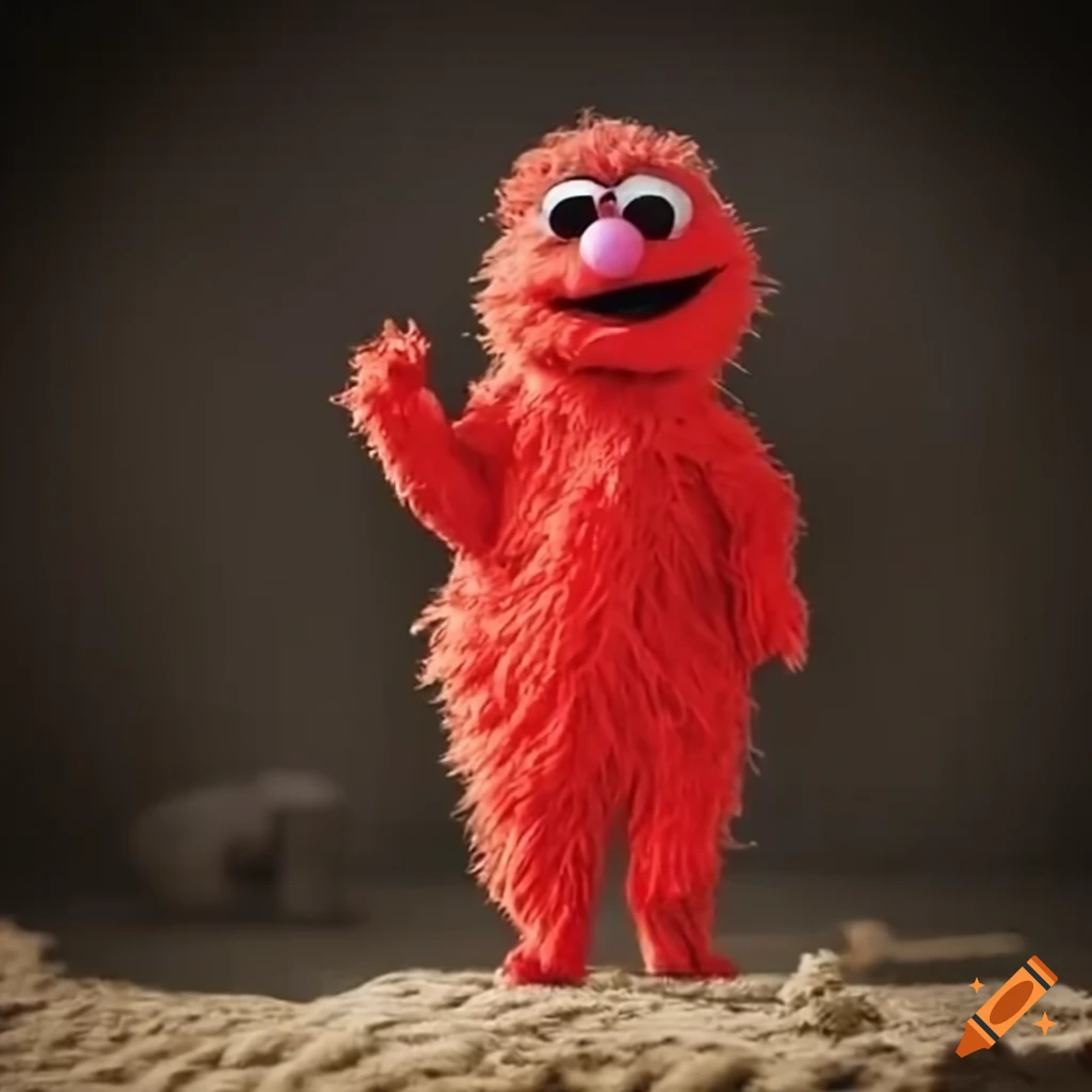 Meerkat in a red Muppet Elmo monster suit on Craiyon