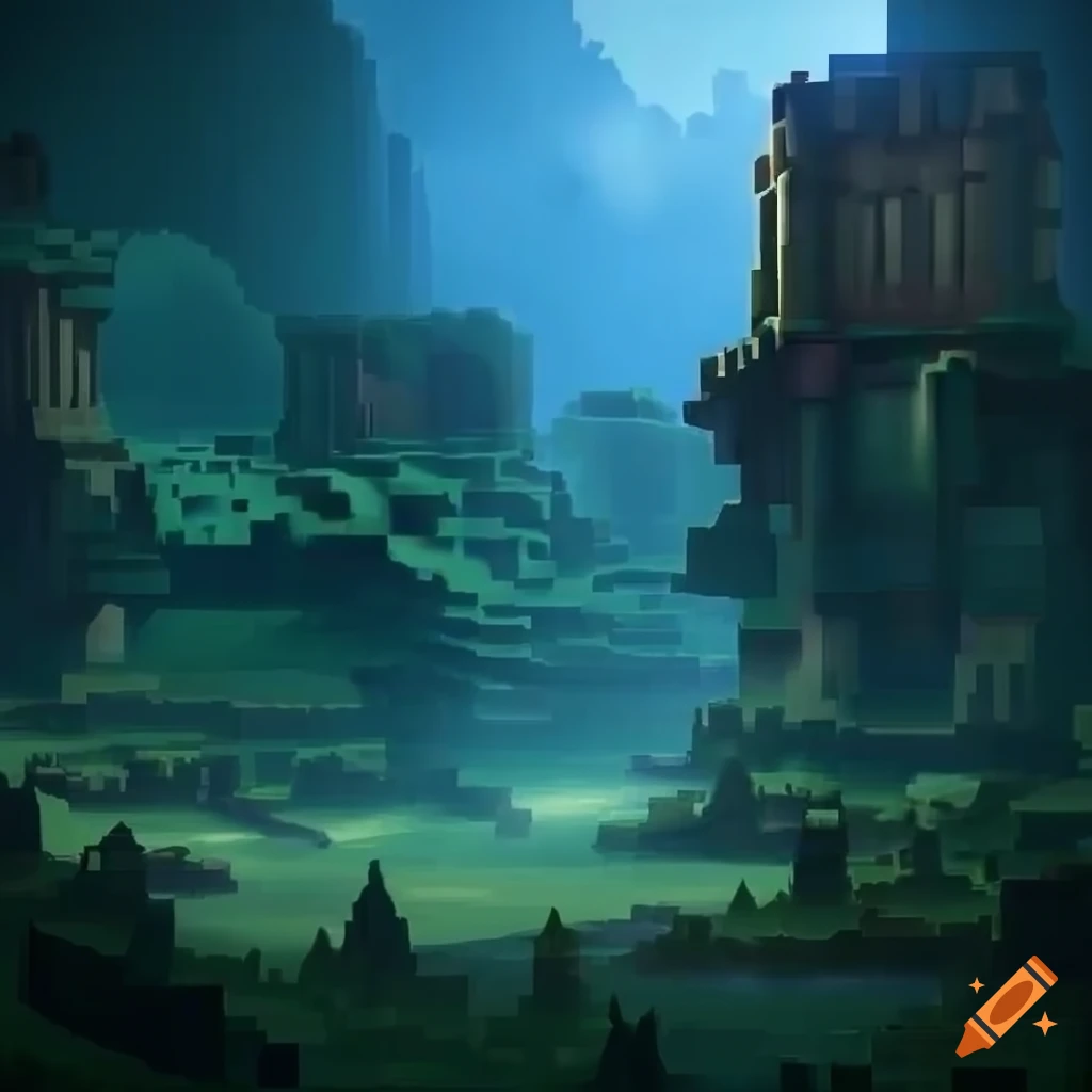 Minecraft-style fantasy background on Craiyon