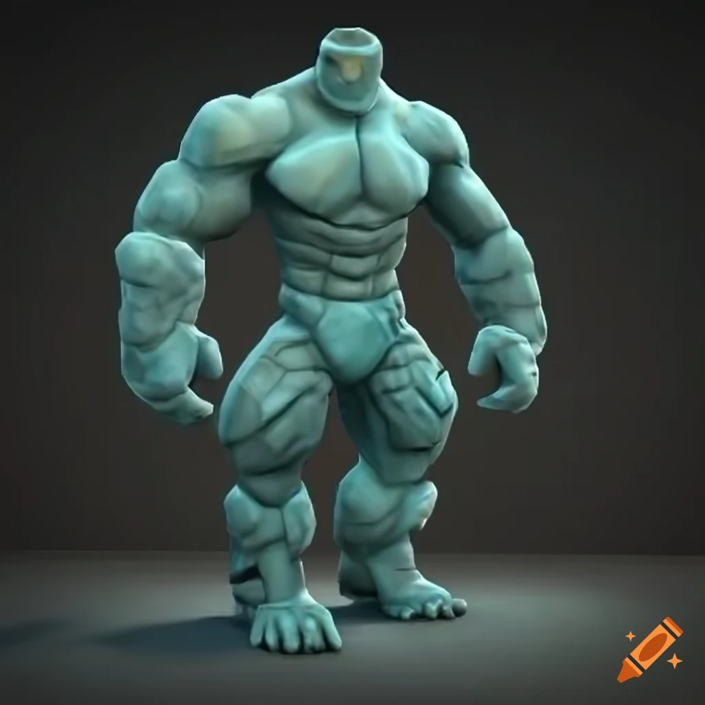 Stone golem with glowing eye and cracked body on Craiyon