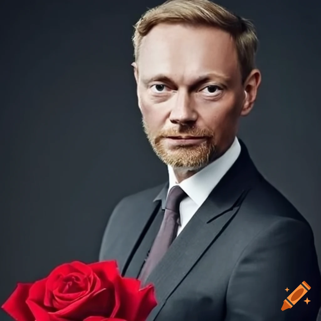 Christian lindner holding a red rose on Craiyon