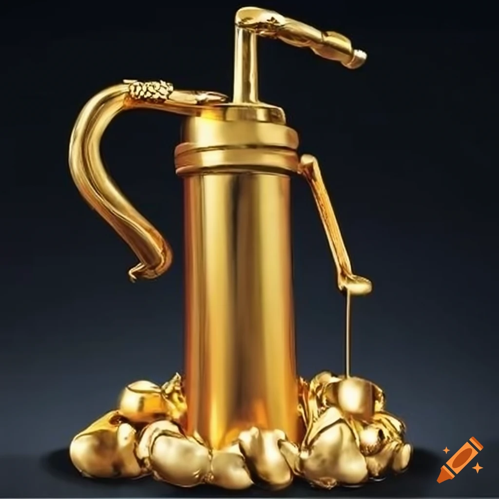 Humorous gold pump sculpture award on Craiyon