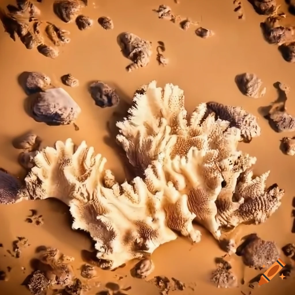 Dry coral in the desert from overhead view on Craiyon