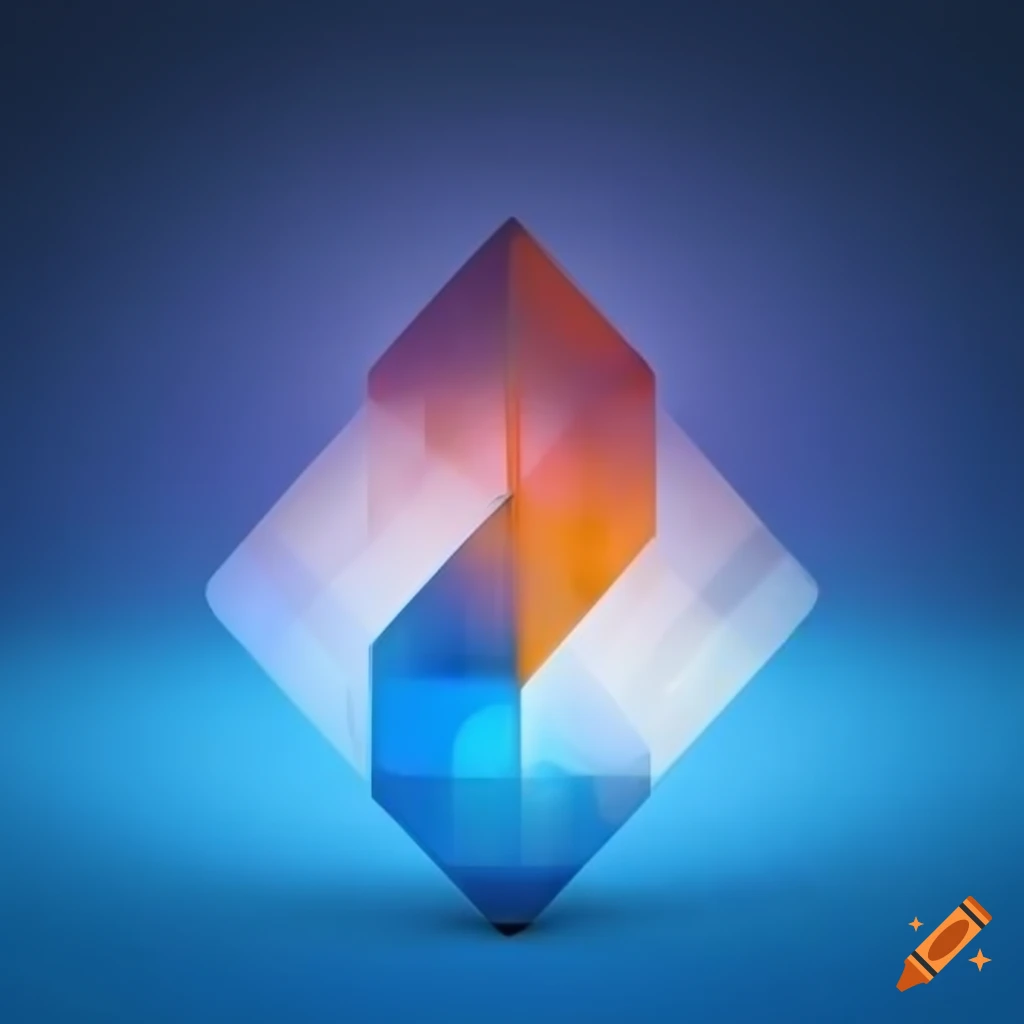 Logo of a software company in blue, white, and orange pixels on Craiyon