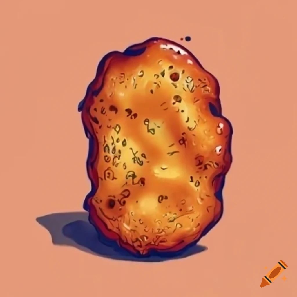 Line drawing of a plain chicken nugget on Craiyon
