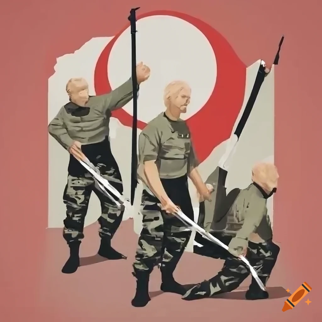 Stylized european propaganda poster with blonde european family and ...