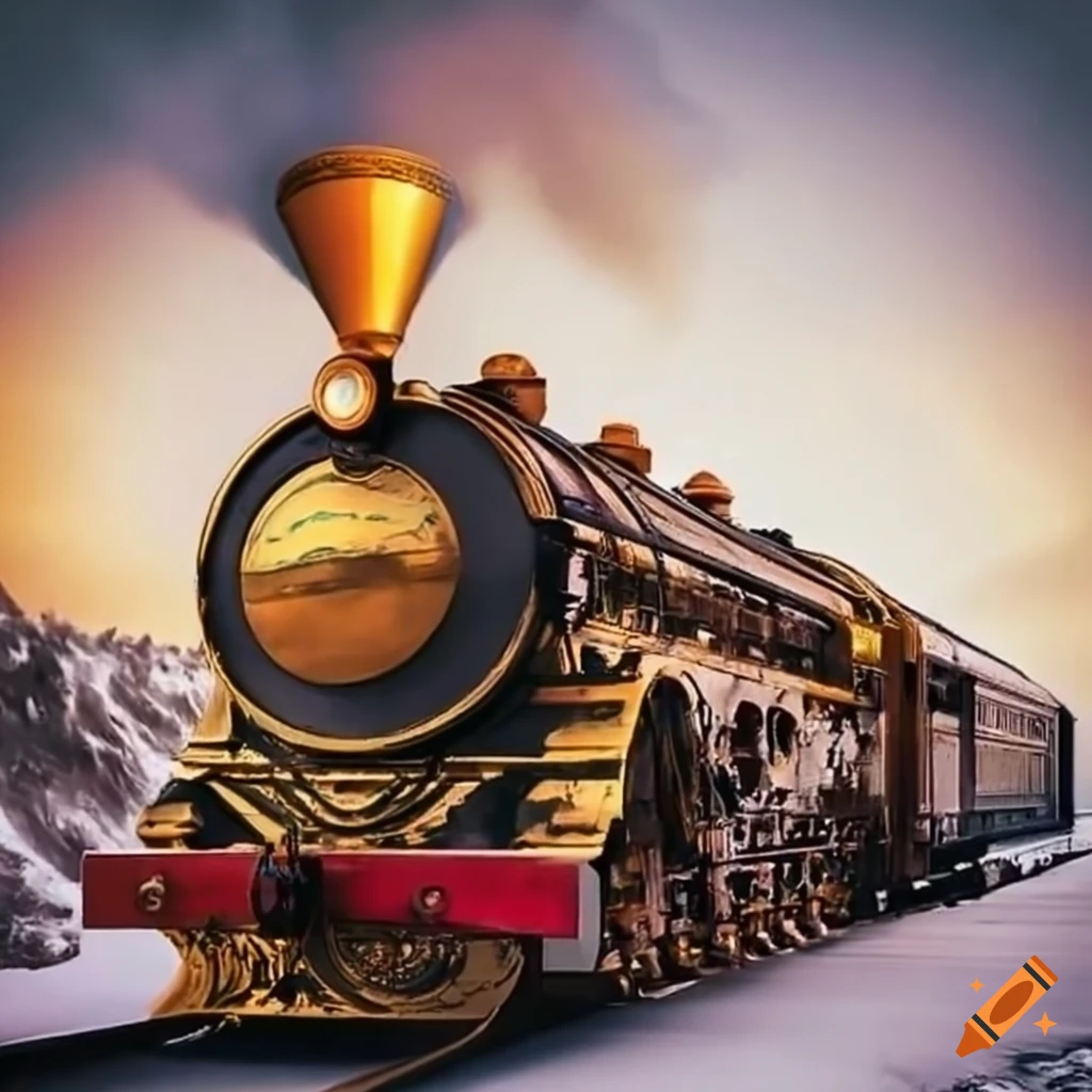 Luxurious golden train on Craiyon