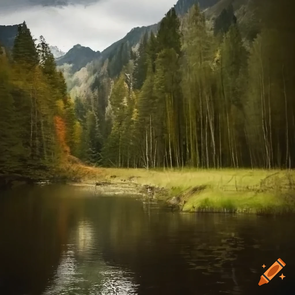 Midday landscape with lakes on Craiyon