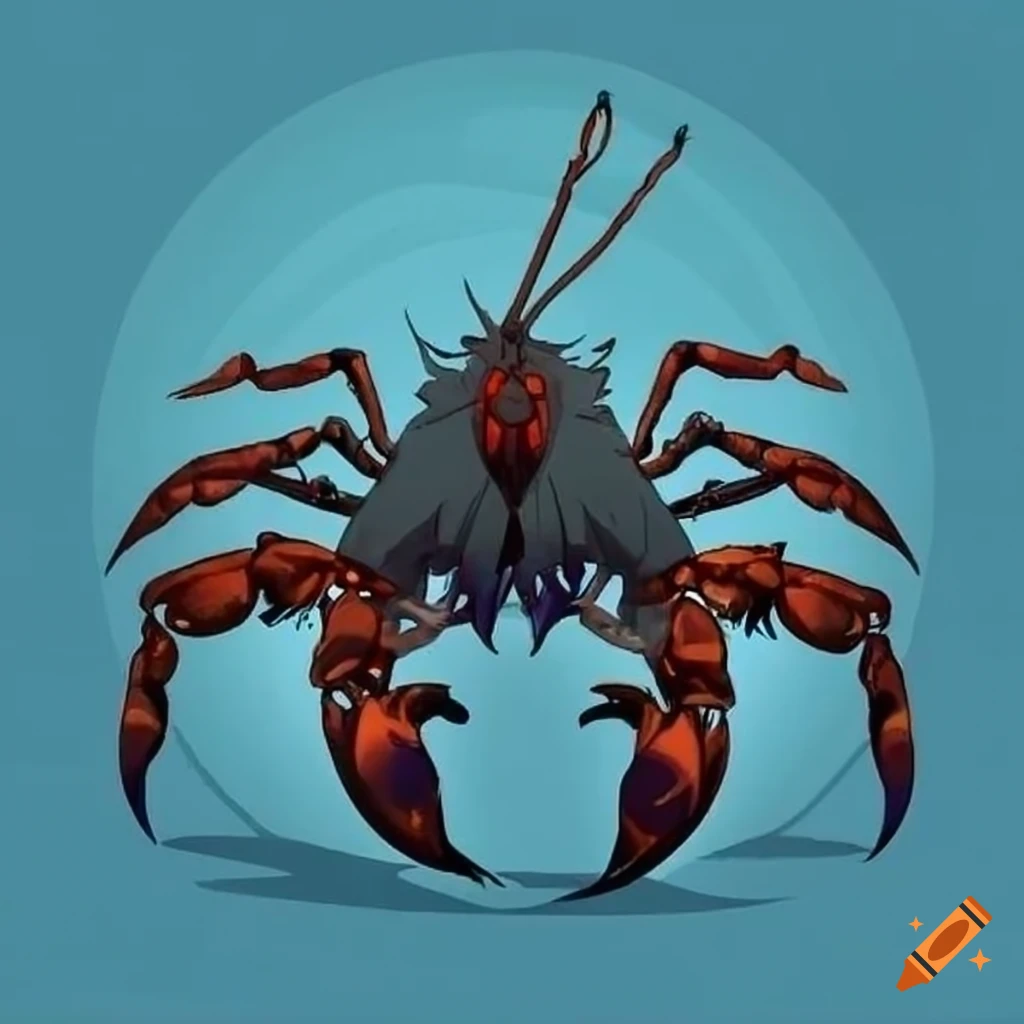 Crawdad with claws posing on the coast on Craiyon