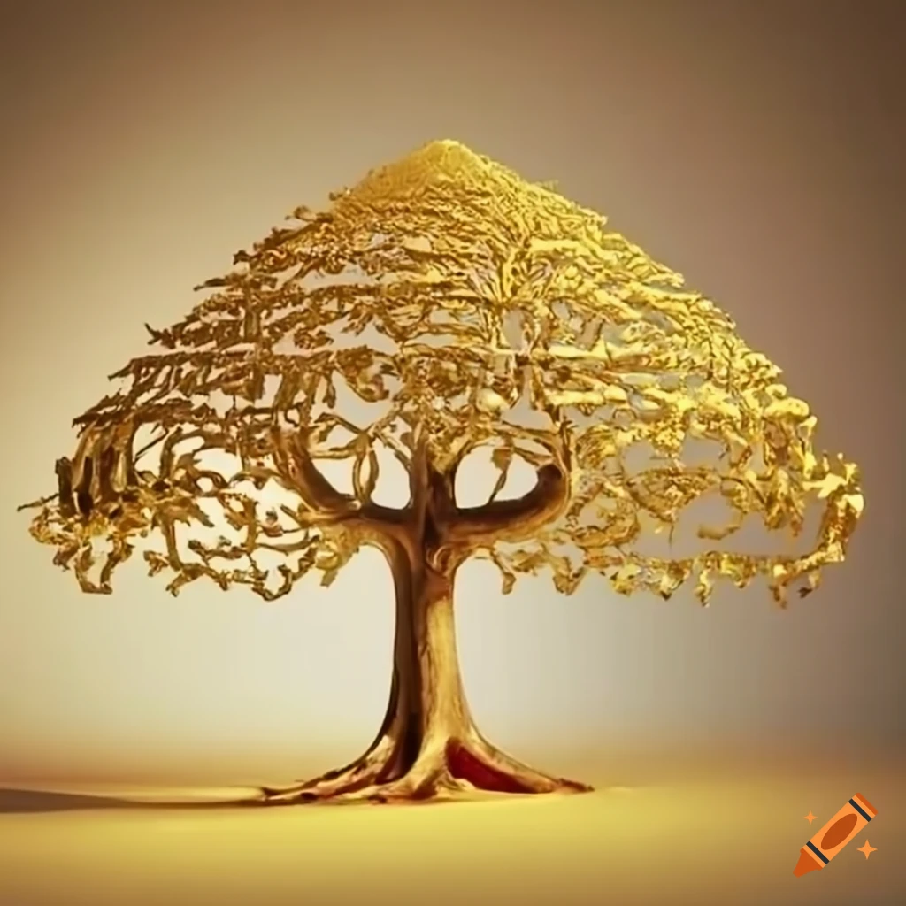 Large tree made of gold on Craiyon