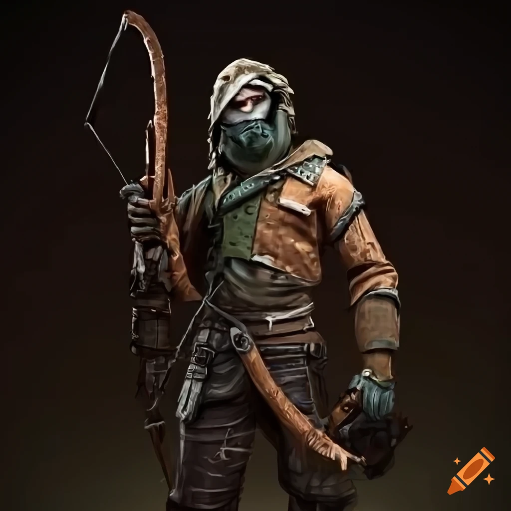 Post-apocalyptic archer character on Craiyon