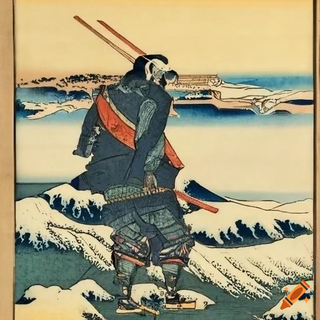 Ninja in ukiyo-e woodblock print by Hokusai from Edo period on Craiyon