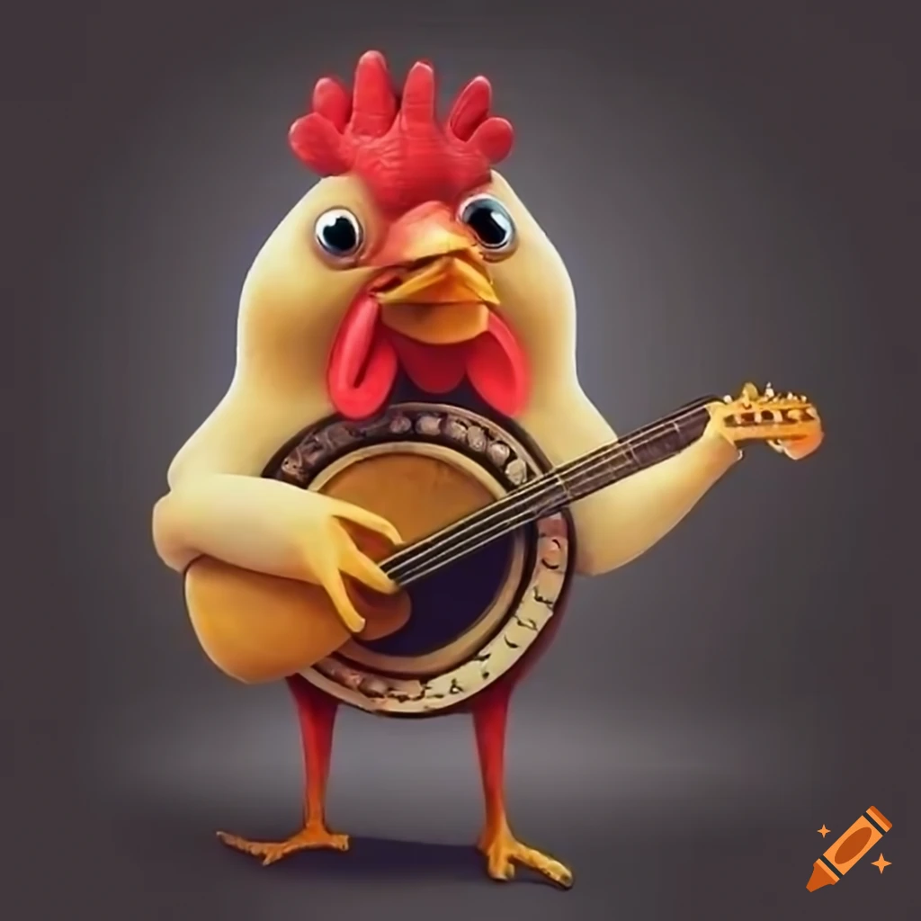 Chicken playing a banjo on Craiyon