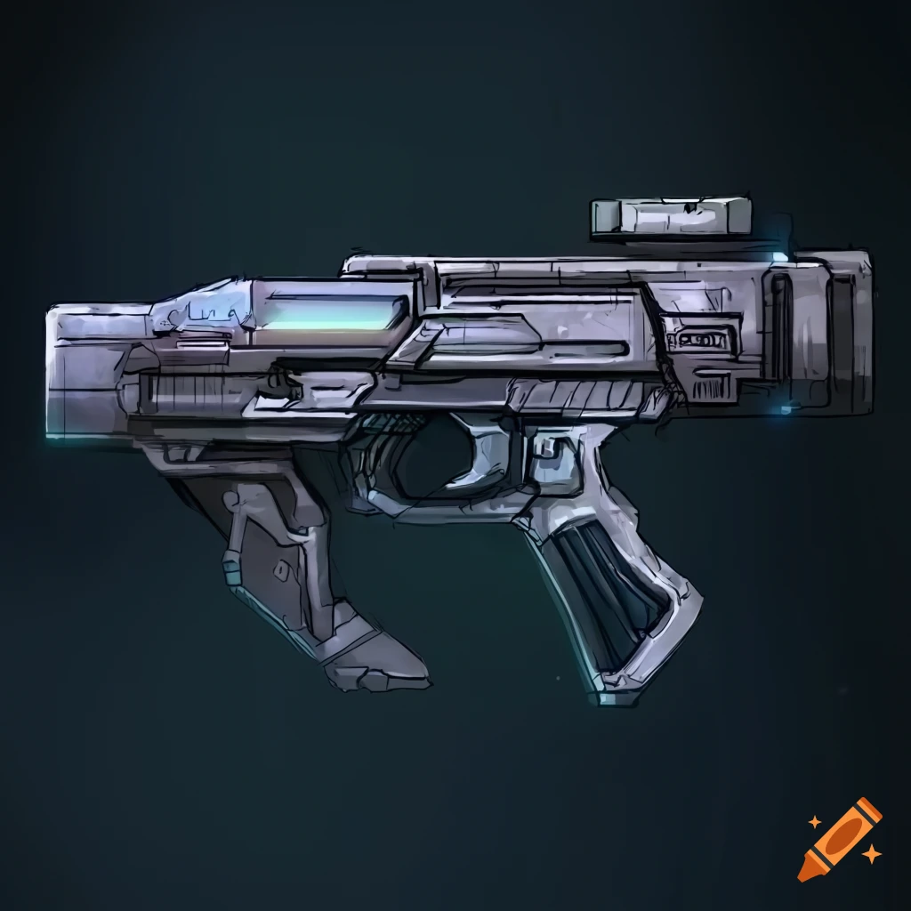 Sci-fi gun concept art on Craiyon
