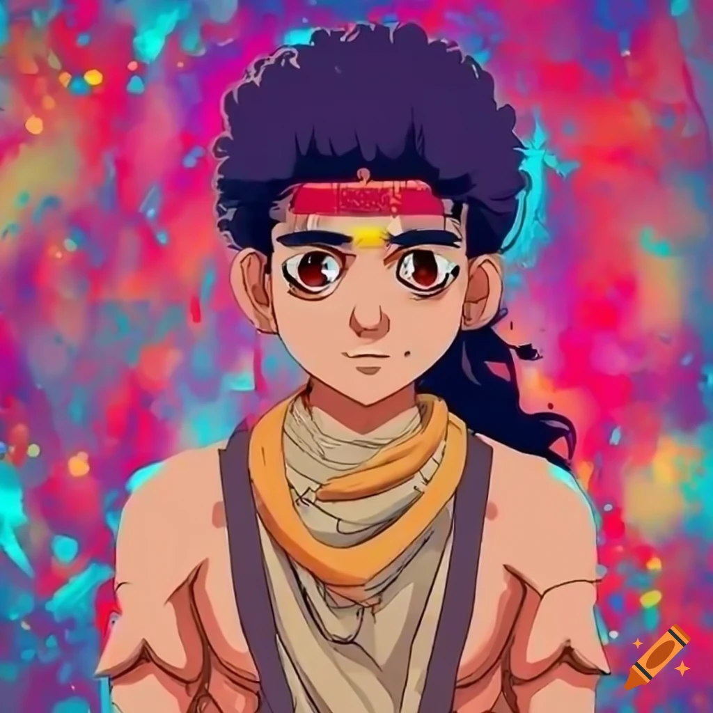 Indian anime character with vibrant background on Craiyon