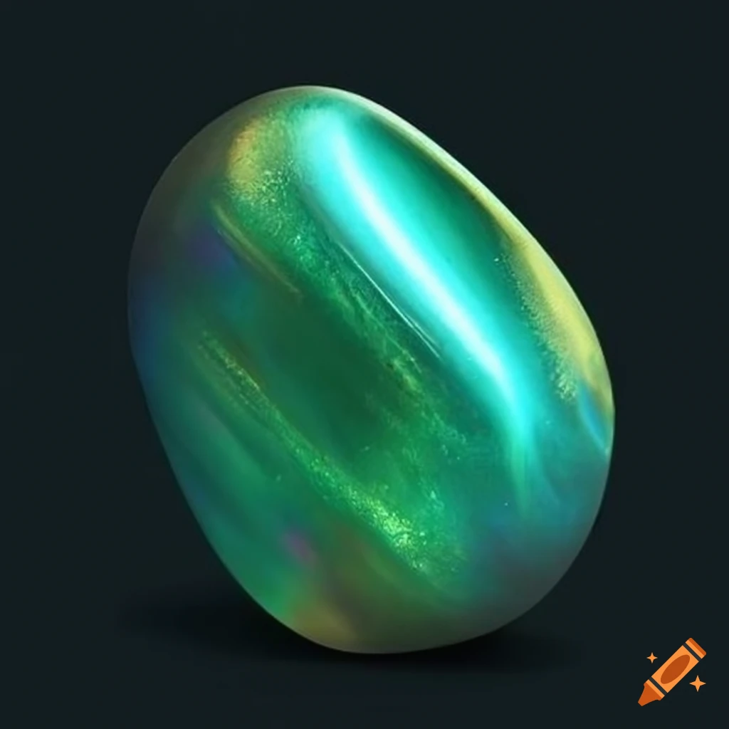 Beautiful green iridescent metallic stone on Craiyon