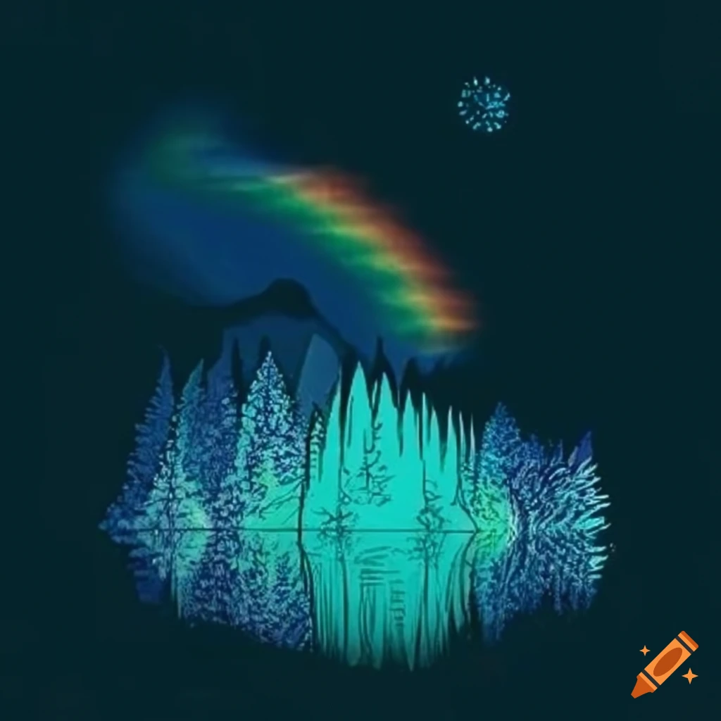 Enchanted ethereal rainbow psychedelic scenery of Salt Spring Island ...