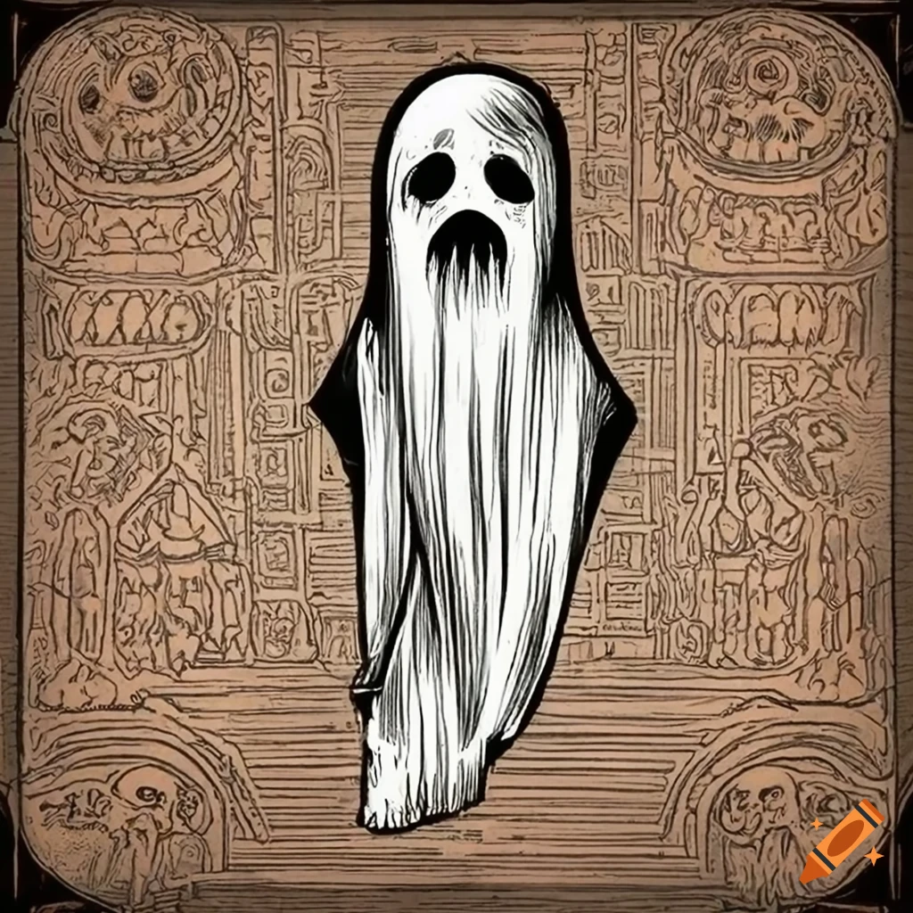 Vintage retro ghost poster in ink art style on Craiyon