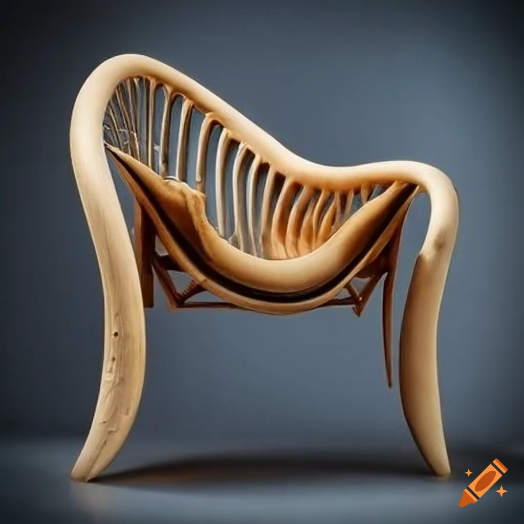 Large exotic chair styled like bone on Craiyon