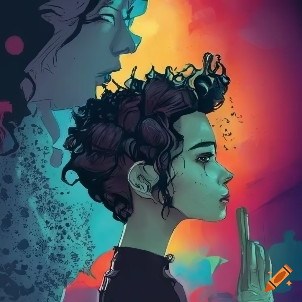 Blissful features in a graphic novel poster on Craiyon