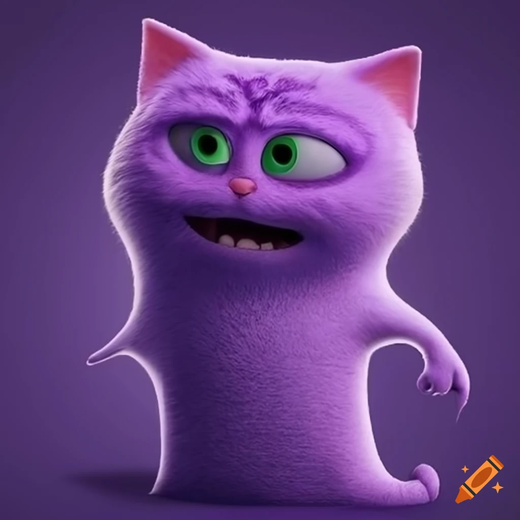Pixar movie poster of a purple cat ghost for 'Crazy Ghazt 3D' on Craiyon