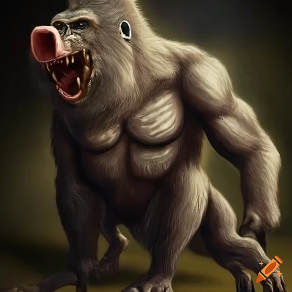 Mythical creature with gorilla body and pig head on Craiyon
