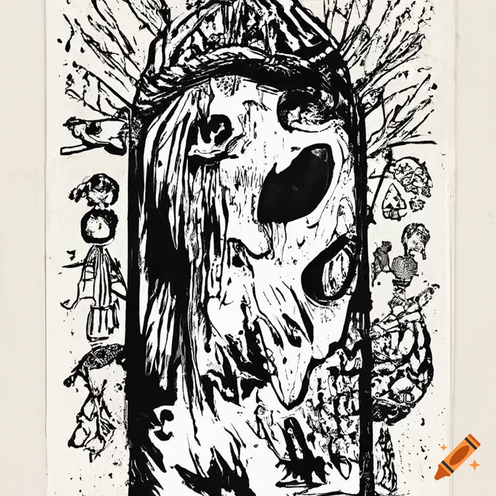 Vintage retro ghost poster in ink art style on Craiyon