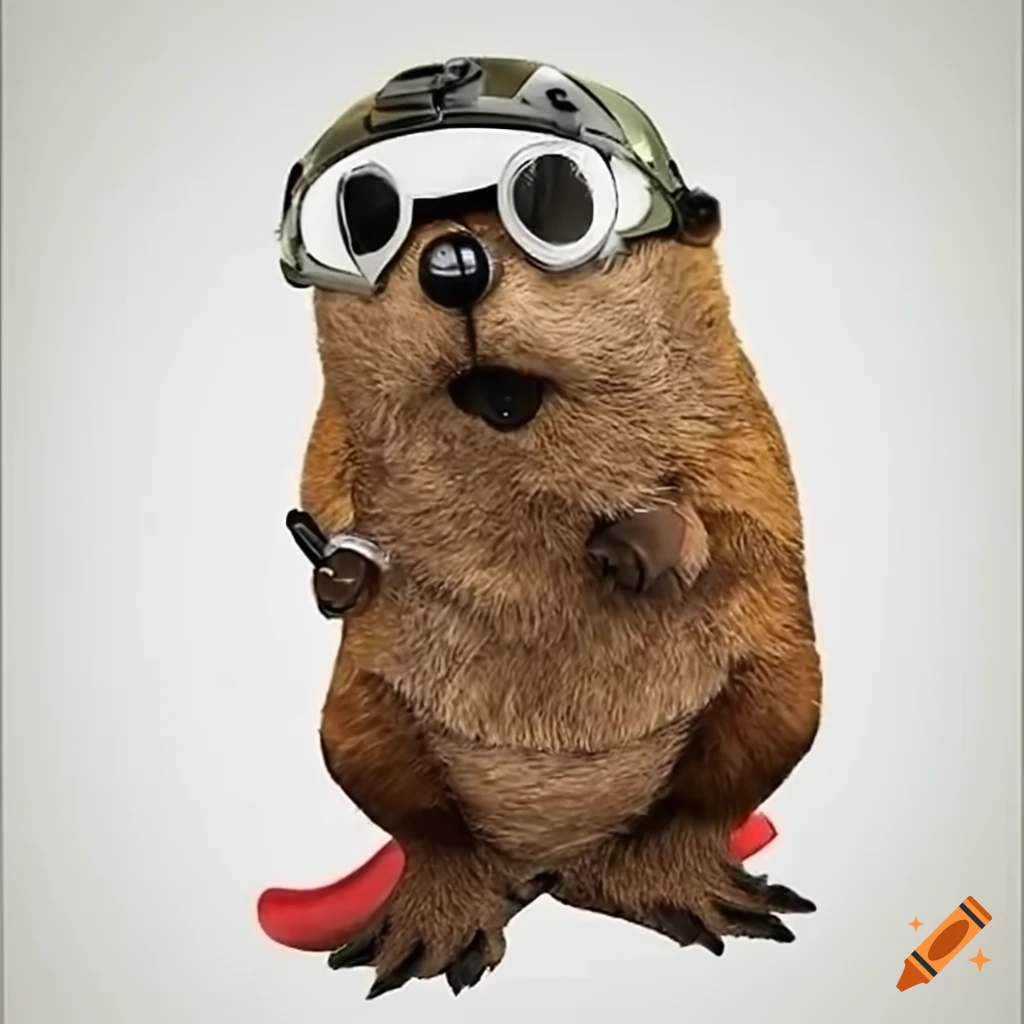 Animated beaver pilot with helmet and glasses on Craiyon