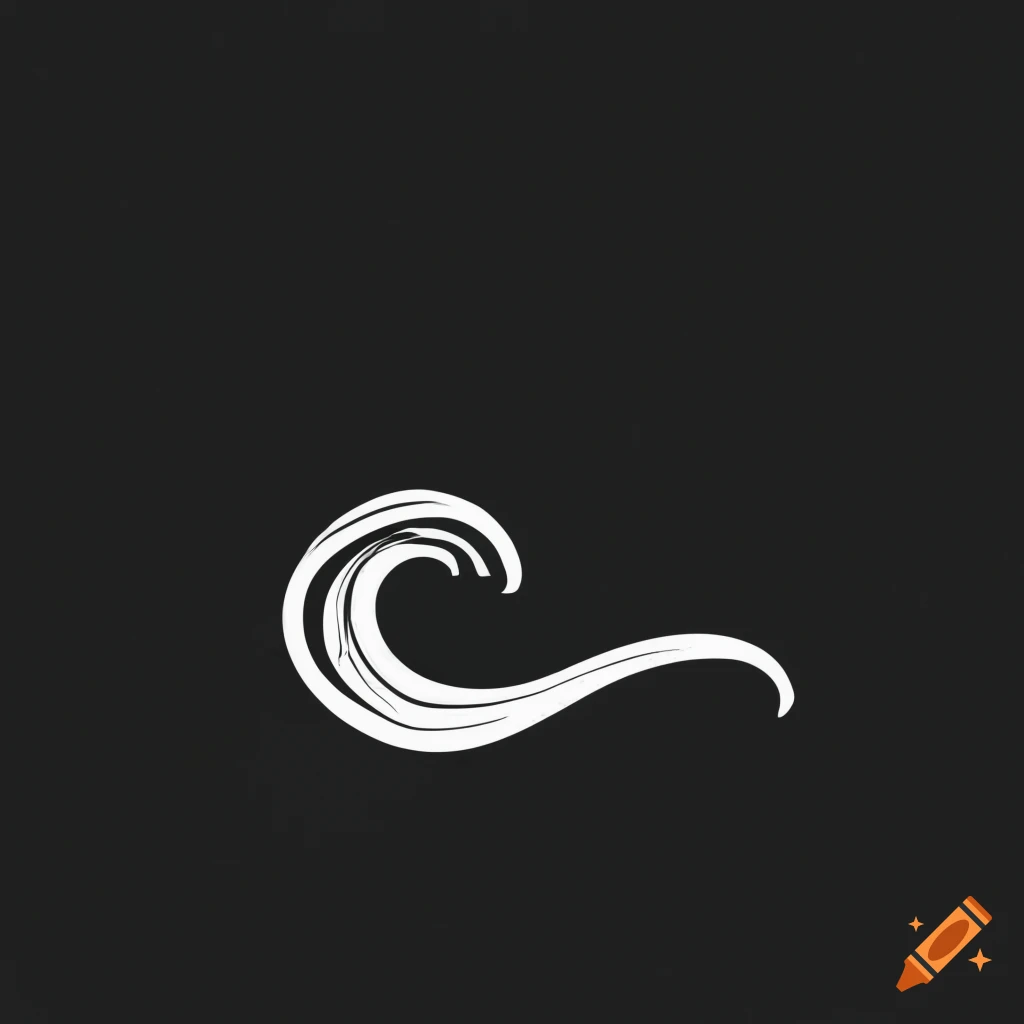 One-line black and white symbol of a big wave on Craiyon