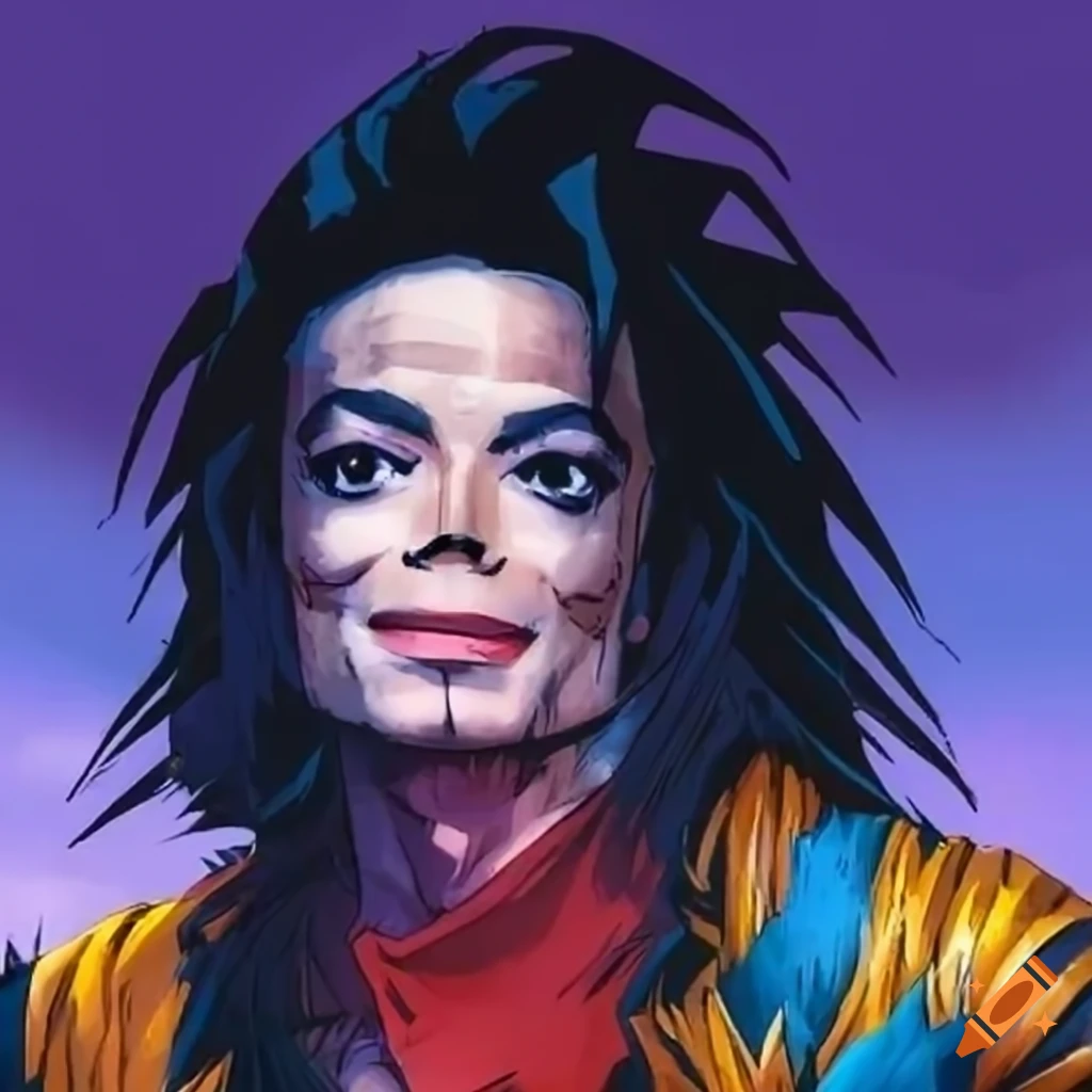 Michael jackson portrayed as a super saiyan on Craiyon